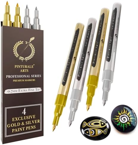 Amazon.com: Pinturale Arts 4 Gold And Silver Paint Pens | Set 2 Gold ...