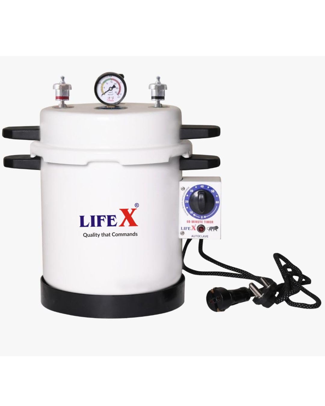 LIFEX Autoclave 13 Litre TMP (11.5" Dia. x 9''H) with Timer and powder ...
