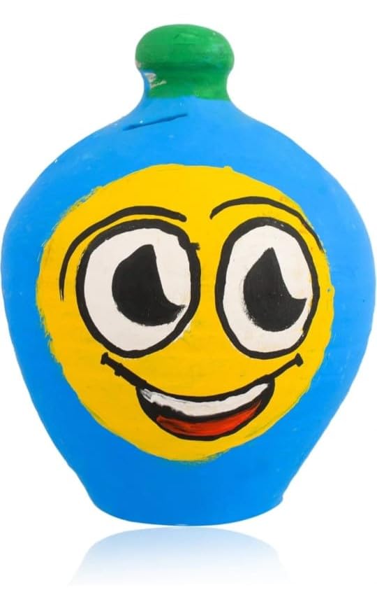 Keshika Clay Made Round Shape Piggy Money Bank Terracotta Clay Coin ...