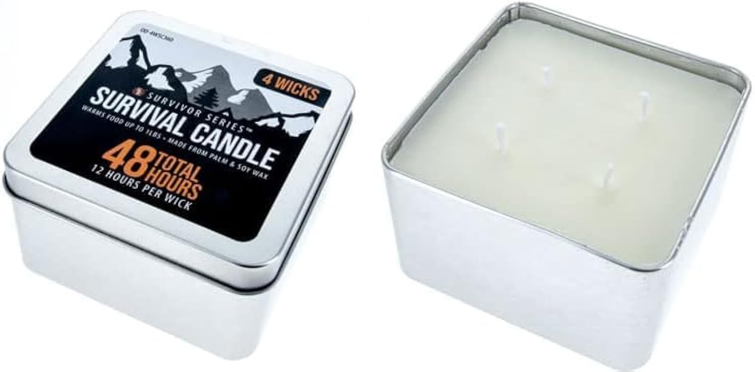 Amazon.com: SE 4 Wicks Survival Candle in Tin Box,48 Total Hours/12 ...