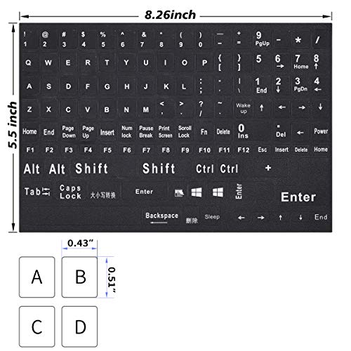 Universal Replacement English Keyboard Stickers, Full Set of US ...