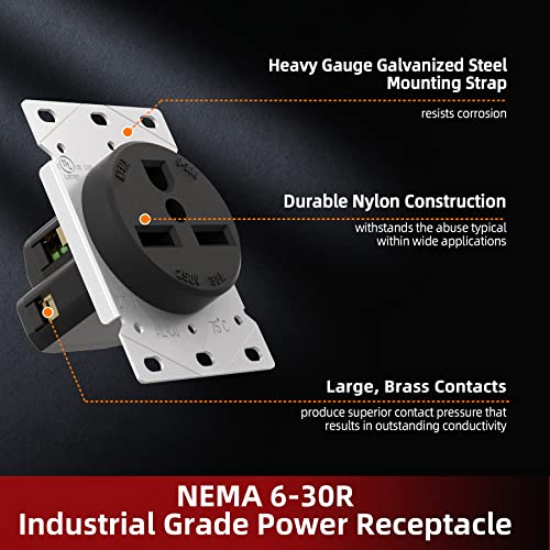 Snapklik.com : AIDA 6-30R Outlet Receptacle 30 Amp 250 Volts 2 Pole 3 ...