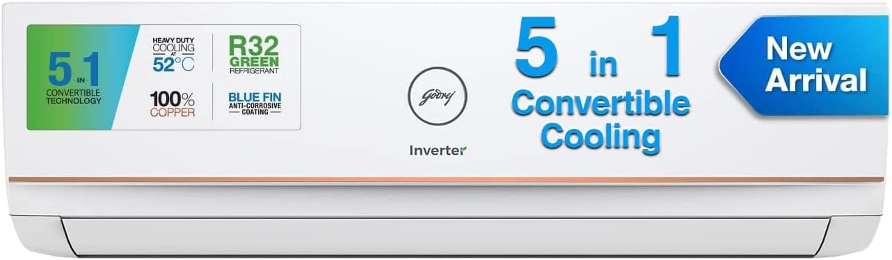 Godrej 1 Ton 3 Star, 5-In-1 Convertible Cooling, Inverter Split AC ...