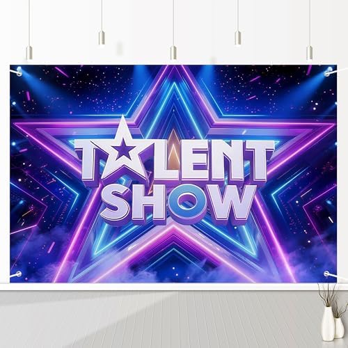 Amazon.com : Talent Show Backdrop Glow Spotlight Glitter Stars Stage ...