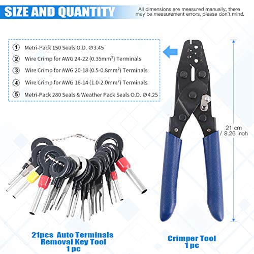 GLARKS Pin Terminals Tool Set, A Crimper Tool and 21Pcs Pin Terminals ...