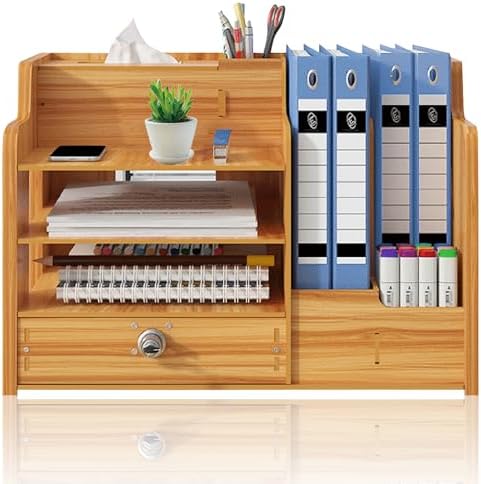 jopoo Office Wooden Desk Tidy Organiser Multifunctional Stationary ...