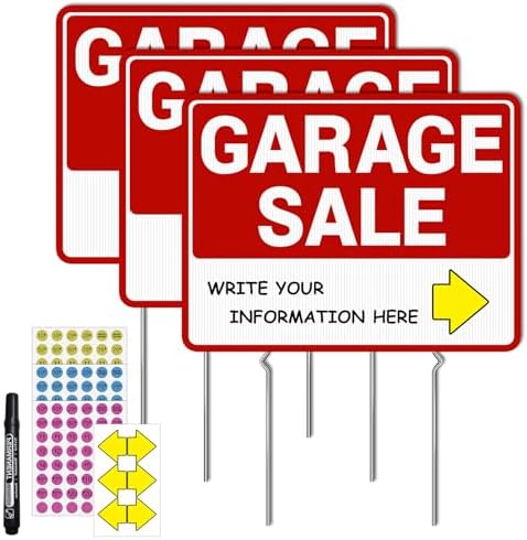 Amazon.com: 3 Pack Garage Sale Sign 17 x 13 Inch Double-Sided Garage ...