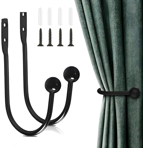 2 Pcs Curtain Holdbacks Curtain Tiebacks, U Shaped Curtain Hooks Wall ...
