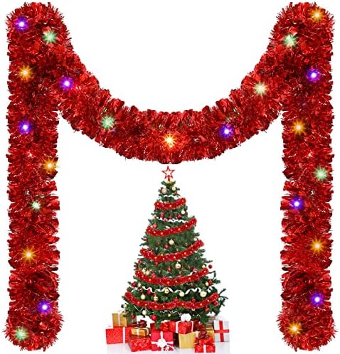 Amazon.com: Craftsatin 65.6 Ft Christmas Tinsel Garland with 65.6 Ft ...