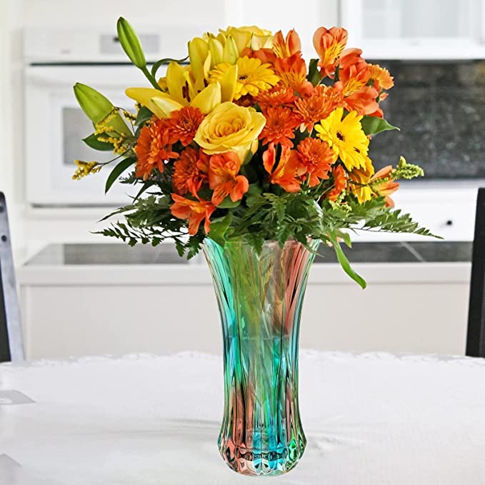 Buy 1 Pieces Glass colourful Flower Vase, 10 Inch Very Large Flower ...