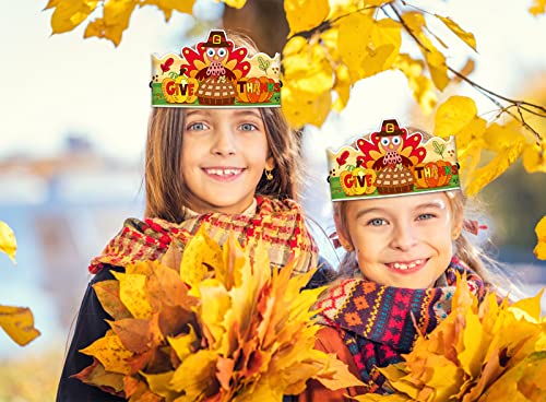 Buy SICOHOME Thanksgiving Color Your Own Turkey Crowns for Kids 24PCS ...
