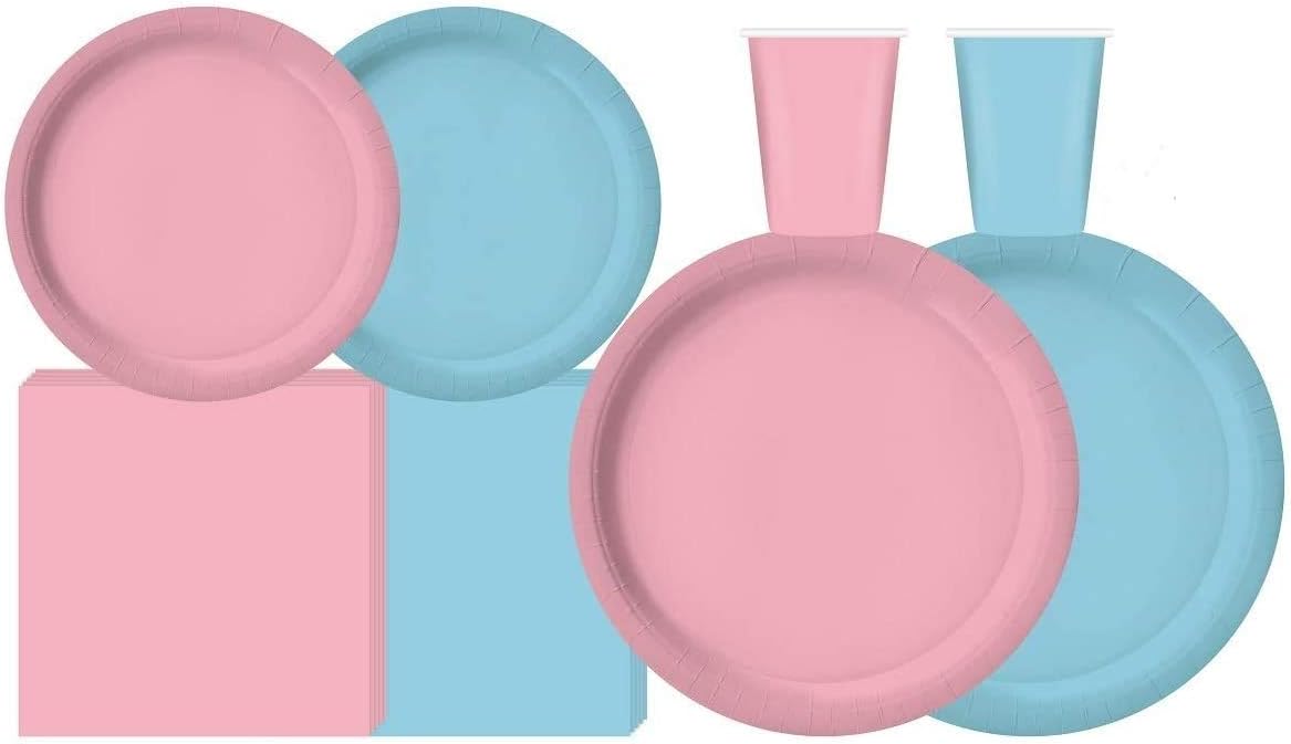 Amazon.com: Oojami Gender Reveal Party Pack - Disposable Dinner Plates ...