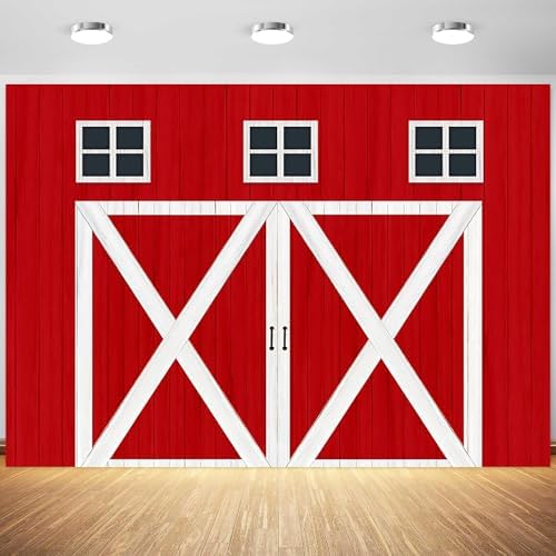 Amazon.com : 10x8ft Red Wooden Barn Door Backdrop Western Farm Cowboy ...