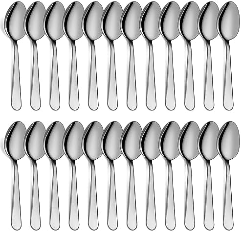 Teaspoons Set of 24, 6 inch Stainless Steel Tea Spoons, Food grade ...
