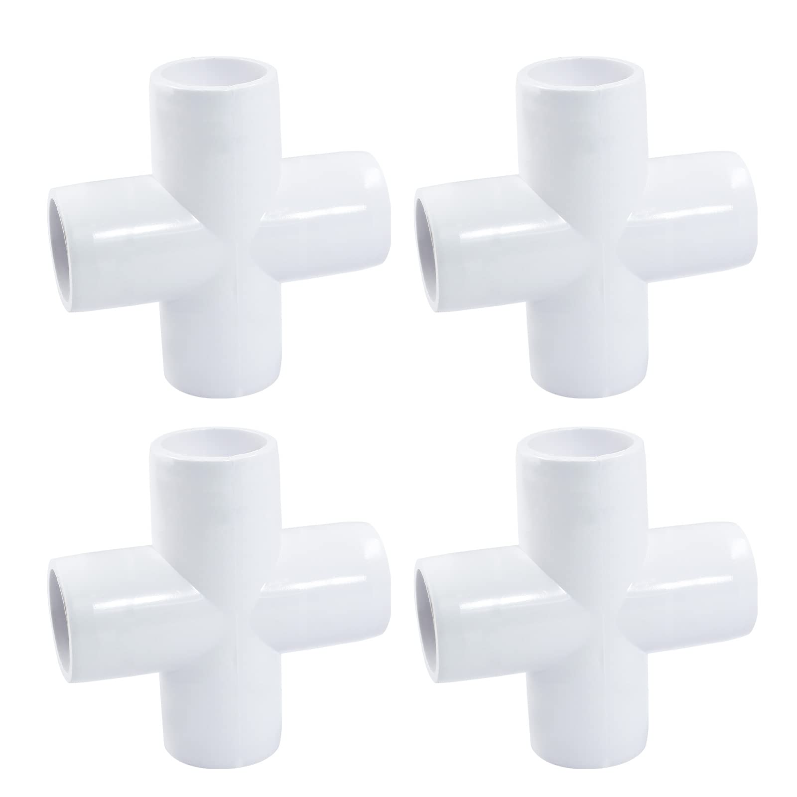Amazon.com: Bivethoi 4 Pack 4 Way Cross PVC Fitting 1", White Fitting ...