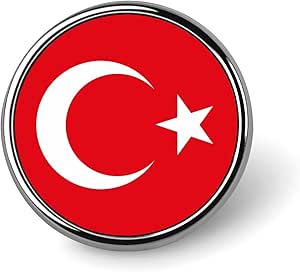 Amazon.com: Turkish Flag Round Brooch Lapel Pin Decoration Pins Badge ...