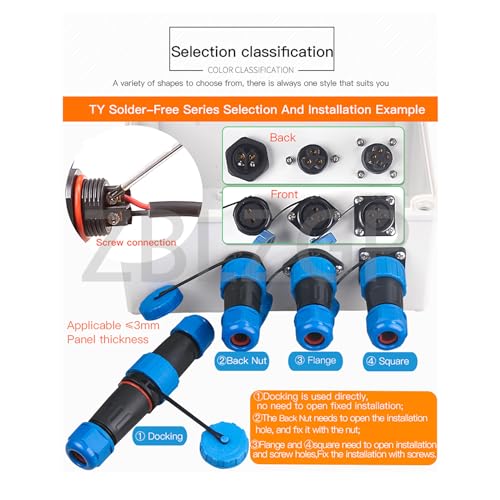 TY20 Screw Connection 2-7-Pin Back Nut/Flange/Docking/Square Cable ...