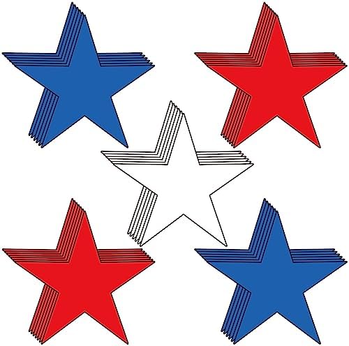 Amazon.com: Whaline Patriotic Star Cutouts 4th of July Red Blue White ...