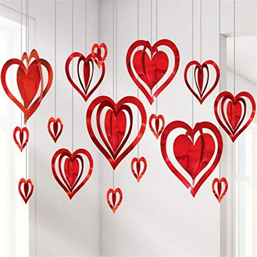 Buy Rozi Decoration Valentine 3D Love Heart Shape Hanging Strip ...