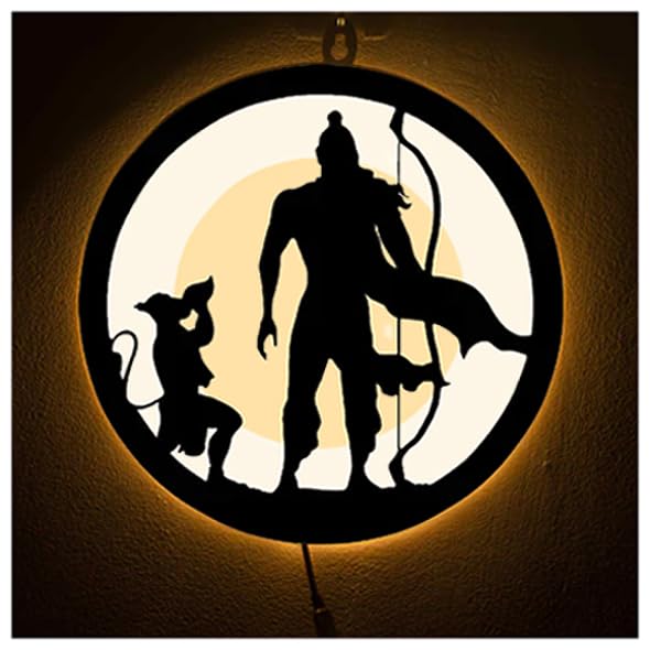 Ram Hanuman Neon LED Wall Decor, MDF Wood Backlit Wall Art With LED ...