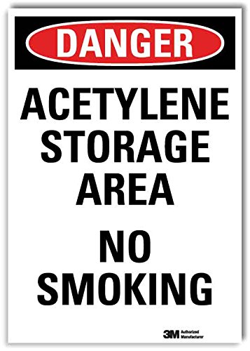 "Danger - Acetylene Storage Area, No Smoking" Label By SmartSign | 7" x ...