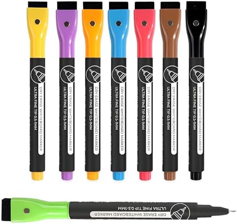 Sable Flow Magnetic Dry Erase Marker Set, Ultra Fine Tip, 8 Colors ...