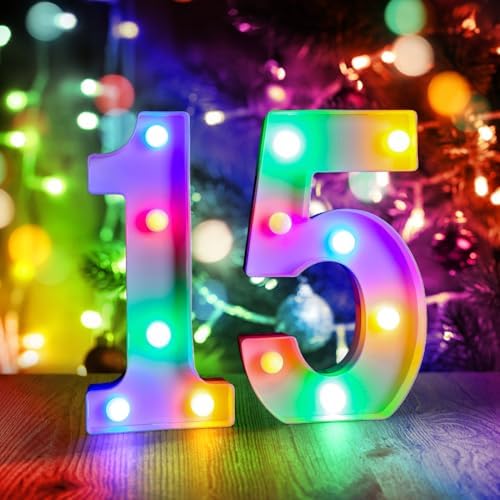 Amazon.com: Marquee Numbers 15th Birthday Decorations For Girls Boys,15 ...