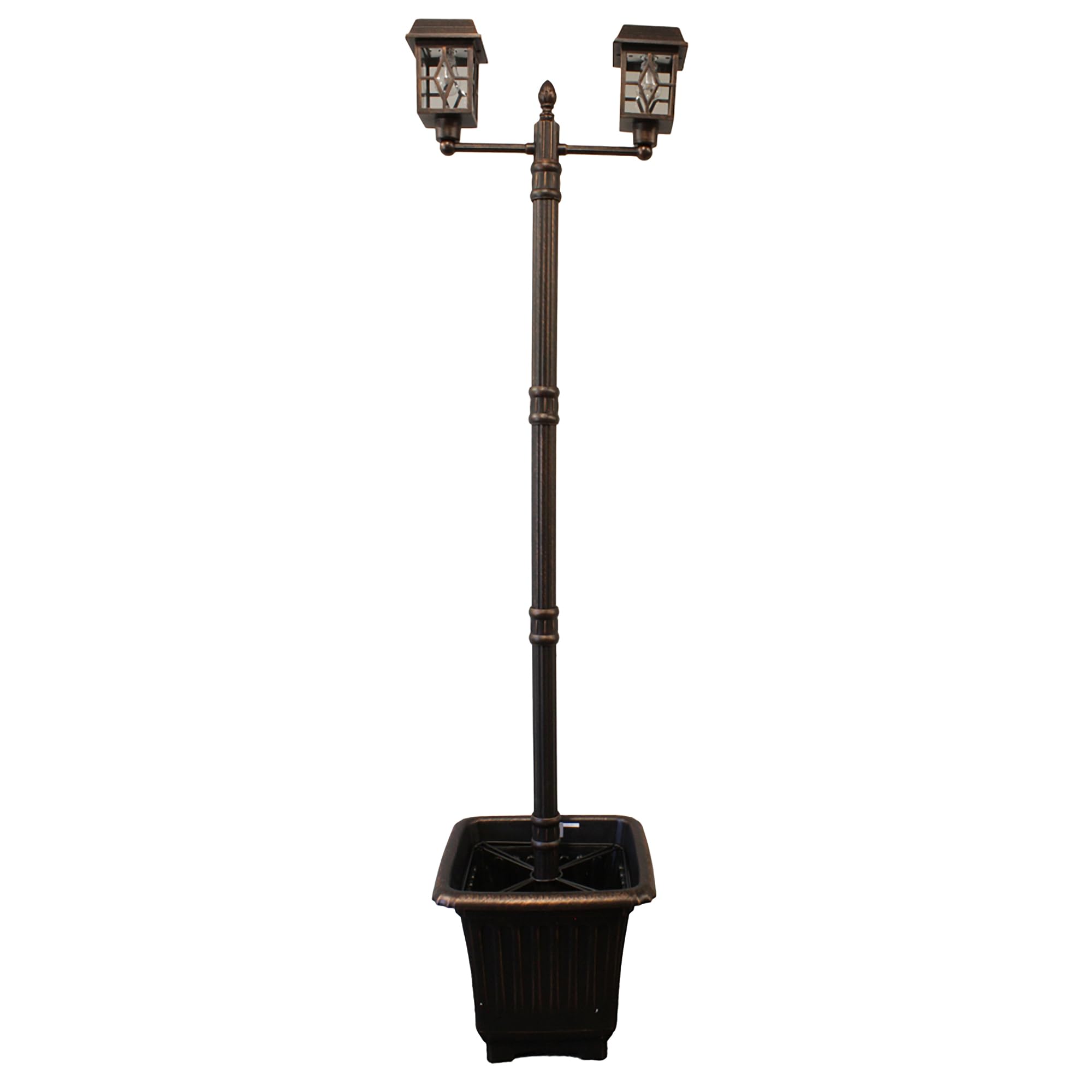 Gama Sonic Luna II Outdoor Solar Light Post, Double Head Lamp, Planter ...
