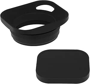 Amazon.com : Haoge LH-E3P Square Metal Lens Hood Hollow Out Designed with 49mm Adapter Ring with ...