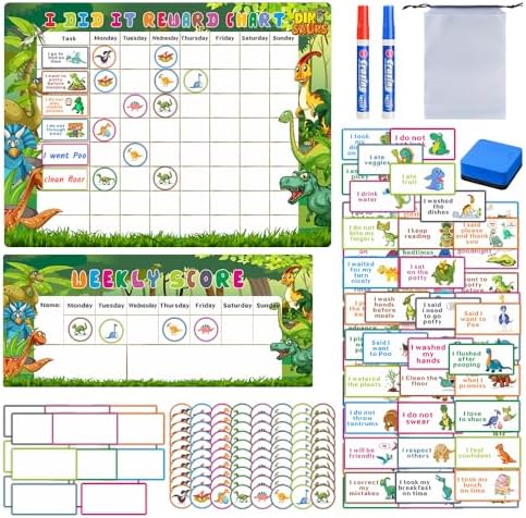 Amazon.com : Magnetic Reward Chart for Kids with Dinosaur Theme,with 72 ...