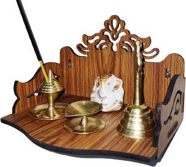EWA Wooden Mandir for Home Puja Ghar Small Temple Stand Wall Hanging ...