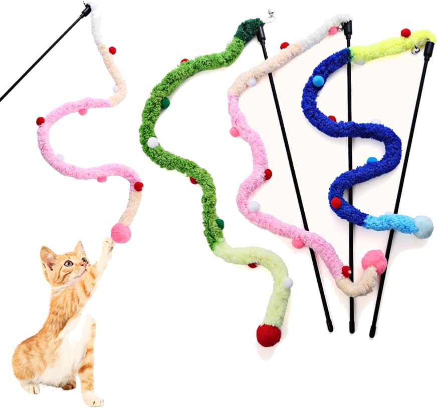 Amazon.com: IUHKBH Plush Cat Wands, 3 PCS Charm Teaser Toys Interactive ...