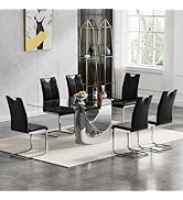 Amazon.com - HomVent 7 Piece Rectangular Glass Dining Table Set ...