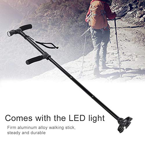 LED Walking Stick Anti Slip 4 Head Folding Walking Stick for Old People ...