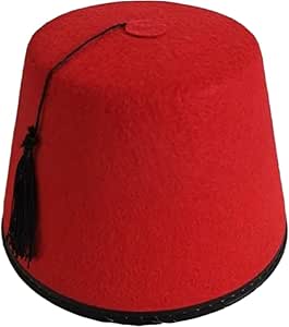 Amazon.com: Traditional Red Fez Hat with Black Tassel Moroccan Hat ...