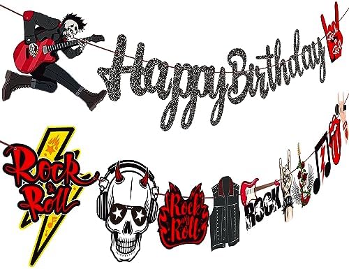 Amazon.com: Rock and Roll Birthday Party Banner Born to Rock Birthday ...