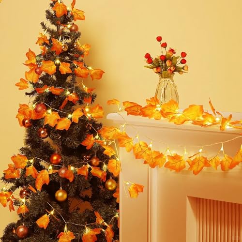 1 Pcs Maple Leaves Fairy Lights, 3M 20LED Autumn Fall String Lights ...