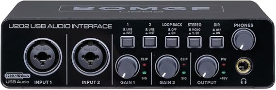 Amazon.com: BOMGE U202 USB Audio Interface with Mic Preamplifier XLR ...