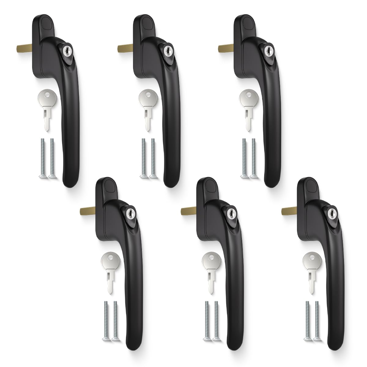 Bwintech 6 Pcs in-Line Black UPVC Aluminium Window Handle, 43mm Spindle ...