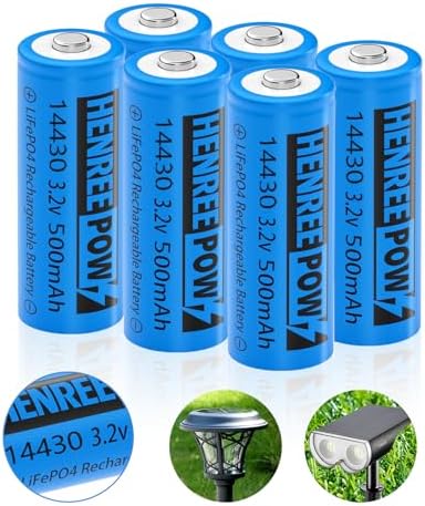 Amazon.com: Henreepow 14430 LiFePo4 3.2v Rechargeable Solar Batteries ...