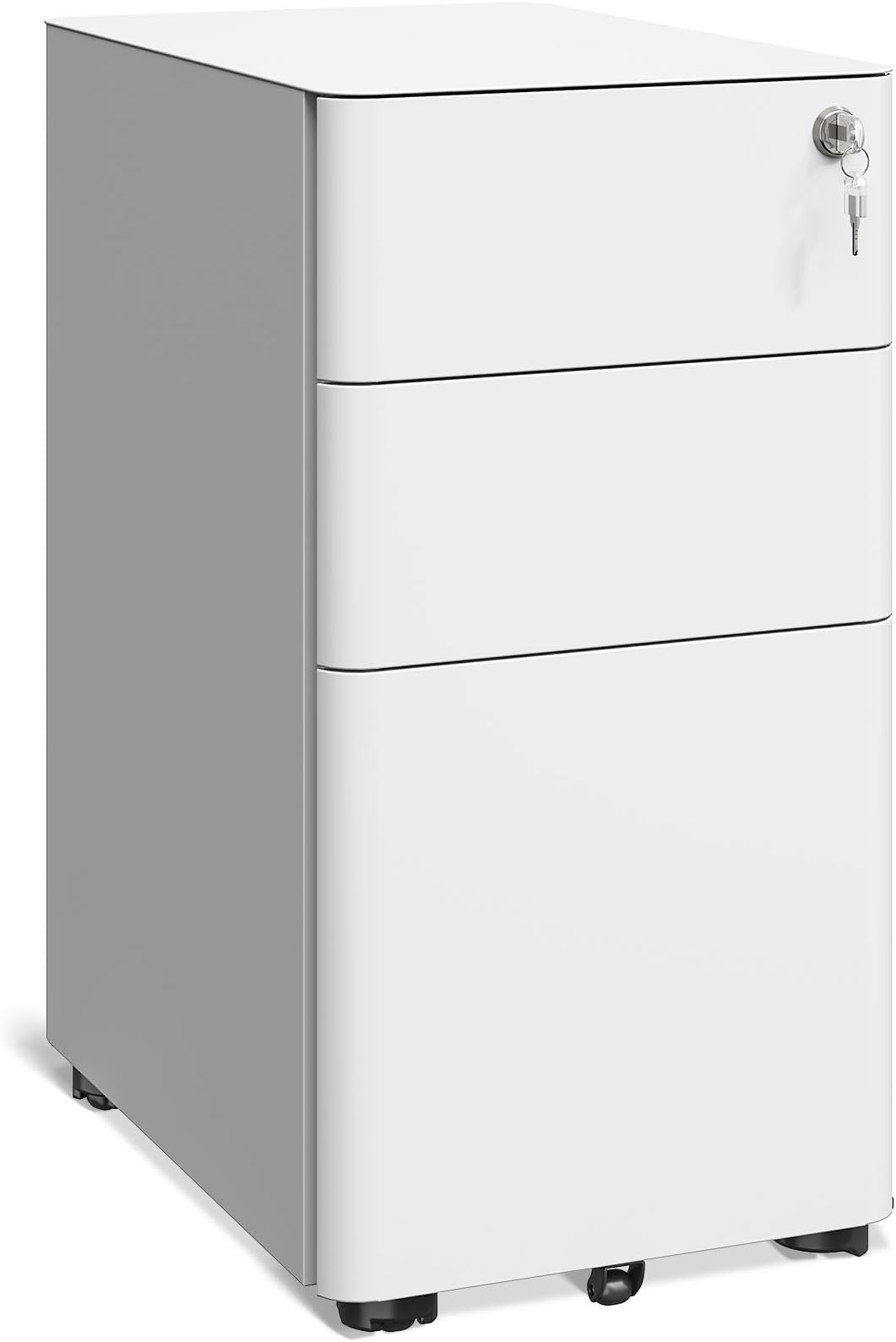 Amazon.com : DEVAISE White File Cabinet, Small Filing Cabinet with 3 ...