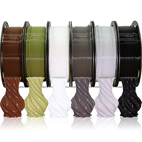 1.75mm 3D PLA Filament 6 in 1 Bundle: Black, White, Light Grey, Dark ...