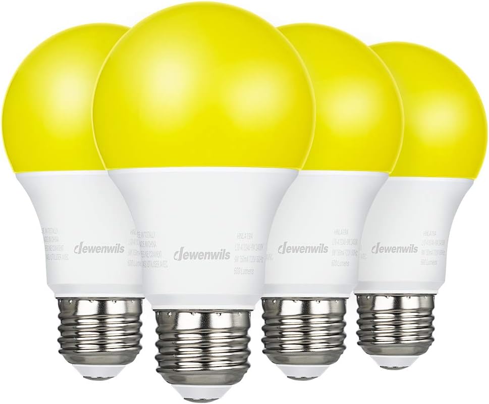 DEWENWILS LED Light Bulbs Outdoor, A19 Yellow Light Bulb, 9W(60W ...