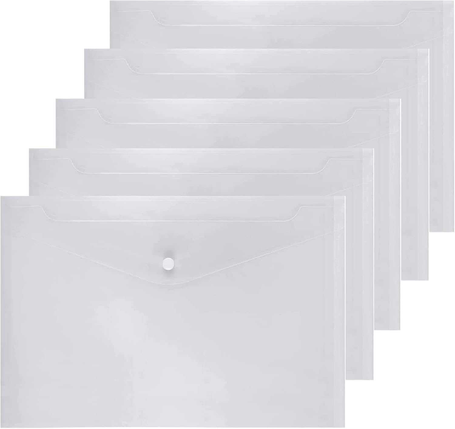 Syolee 5 Pcs Plastic Wallets A4 File Folder Transparent Clear Popper ...