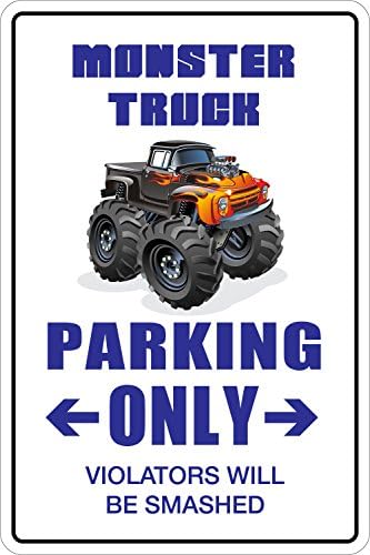 Amazon.com: StickerPirate Monster Truck Parking Only 8" x 12" Metal ...