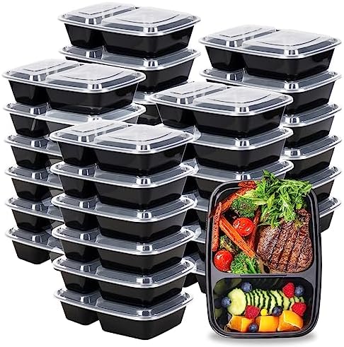 Amazon.com: FULING 50 Pack Meal Prep Plastic Food Storage Containers ...