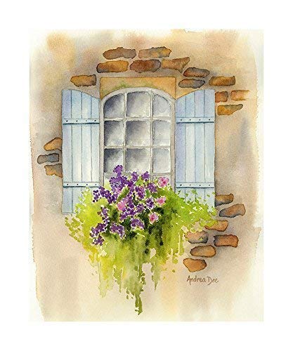 Amazon.com: Window Flower Box Watercolor 8x10 Unframed Print : Handmade ...