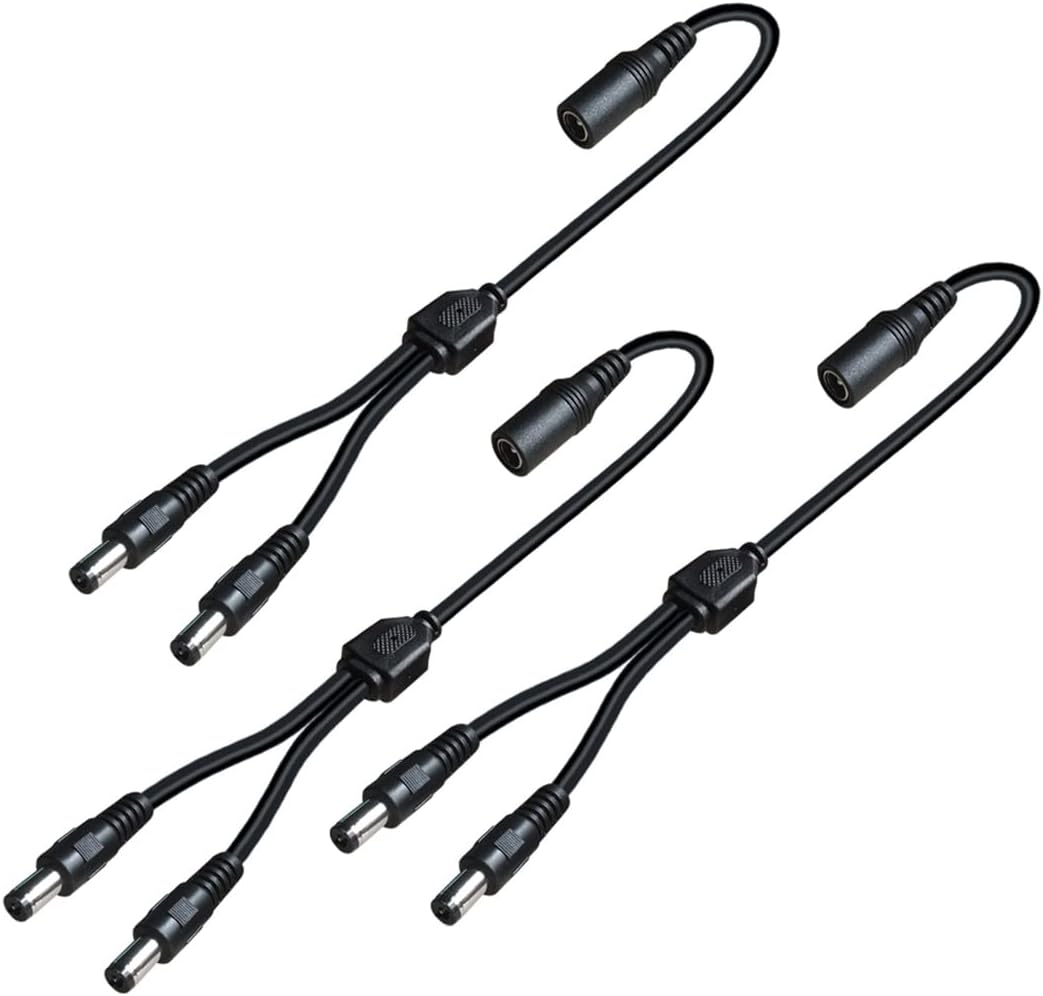 Amazon.com: Security-01 2Pack 1 to 2 Way DC Power Splitter Cable Barrel ...