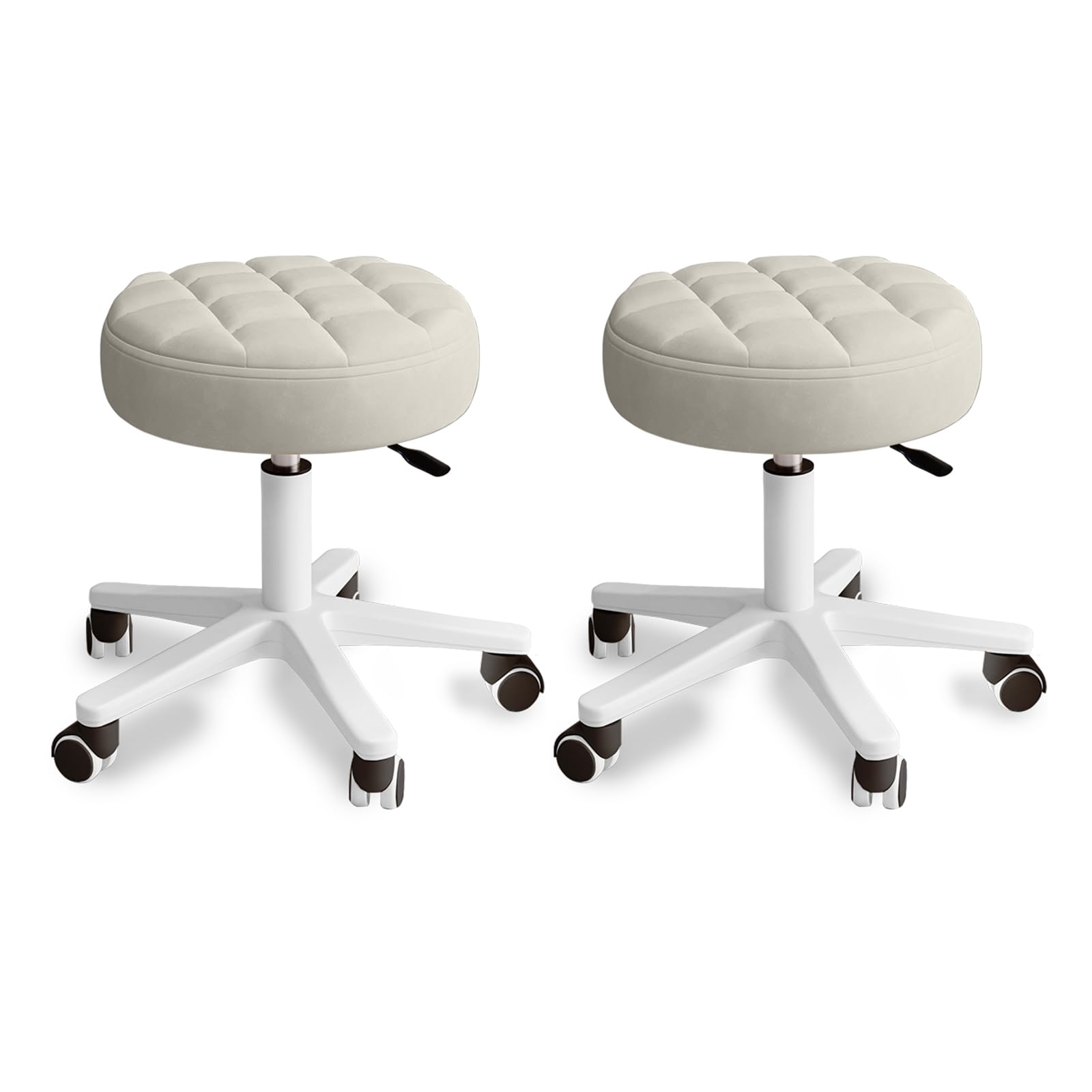 Amazon.com: Small Chair Round Rolling stools with Wheels, PU Leather ...