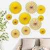 Amazon.com: ONUPGO Yellow Paper Fans Hanging Paper Fans Flower Set ...